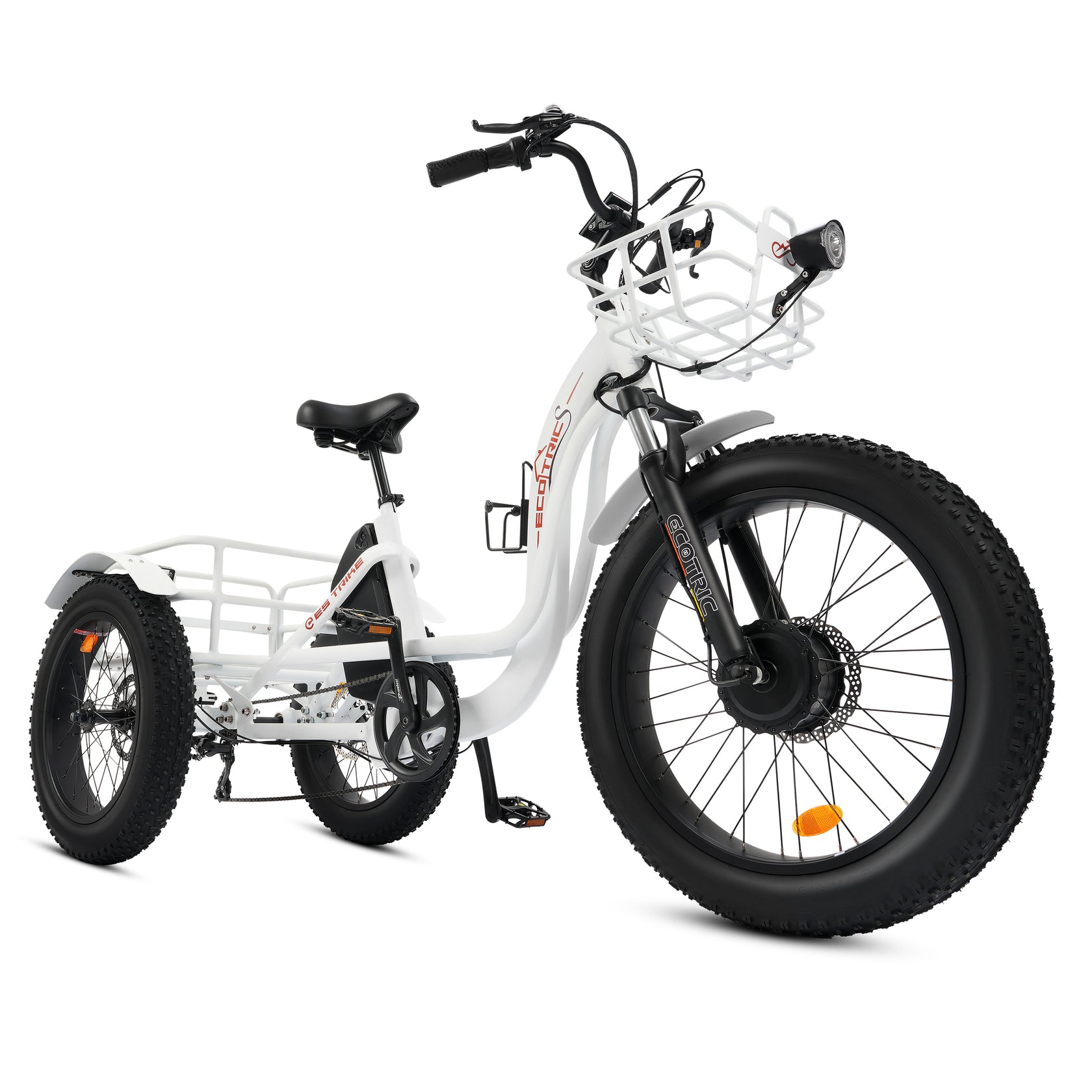 Ecotric 48V 24"x4.0 Front 20"x4.0 Rear Tires Tricycle electric bike wi