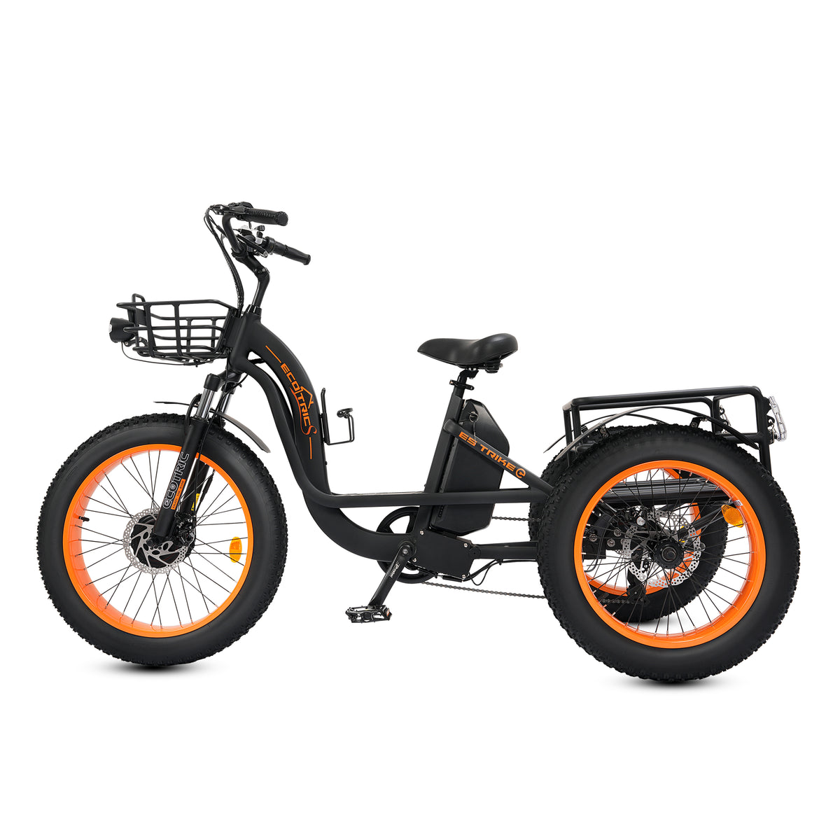Ecotric 48V 24"x4.0 Front 20"x4.0 Rear Tires Tricycle electric bike wi