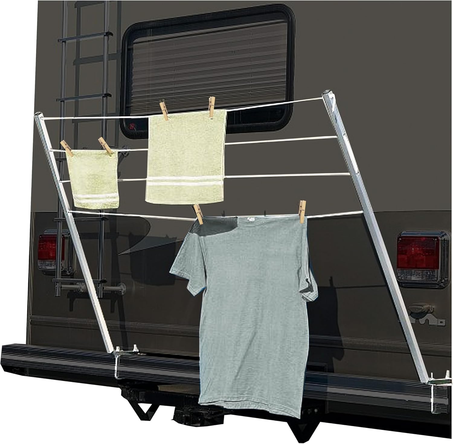 KUAFU RV Clothes Drying Rack Bumper-Mounted Clothesline Compatible wit ...